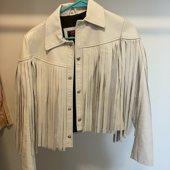 tsu | Jackets & Coats | Tsu Pleather Tasseled White Jacket Medium ...